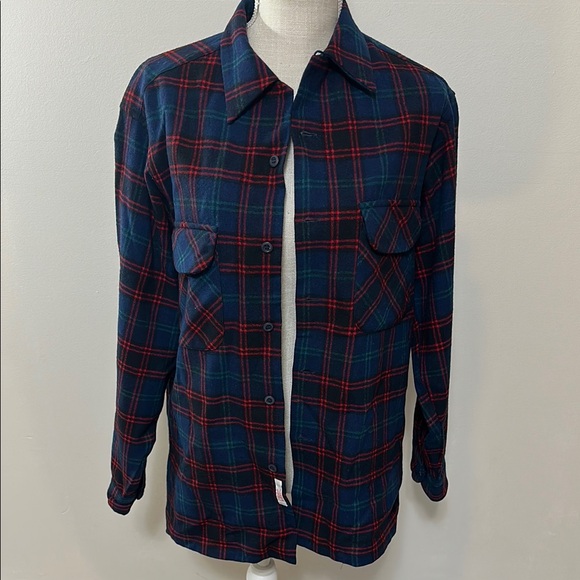 Pendleton | Shirts | Vintage Pendleton Blue And Red Plaid Mens Shirt ...